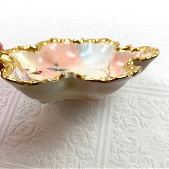 Accents | Vintage Hand Painted Gilded Ruffle Edge Rose Dish | Poshmark